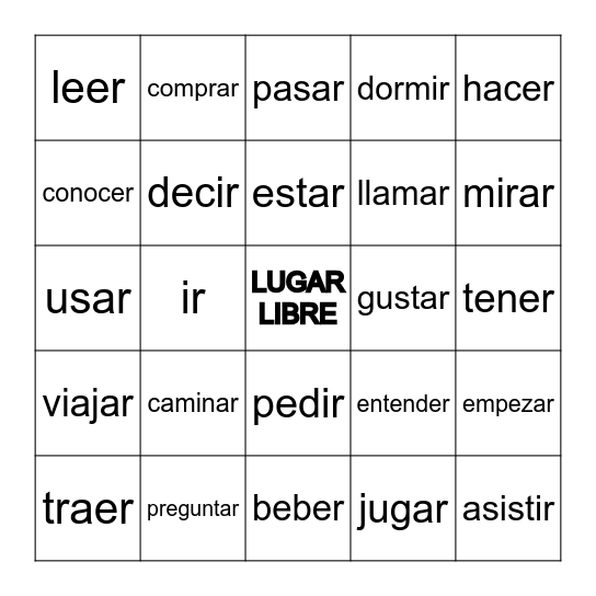 50 VERBOS ESENCIALES Bingo Card