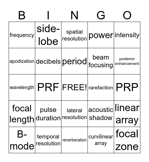 Physics Review Bingo Card