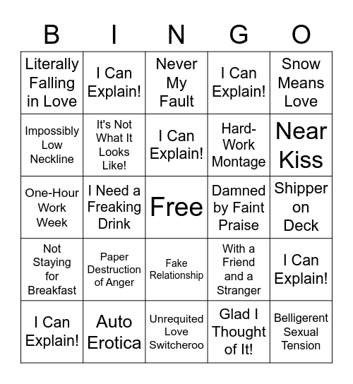RomCom Bingo v4 Bingo Card