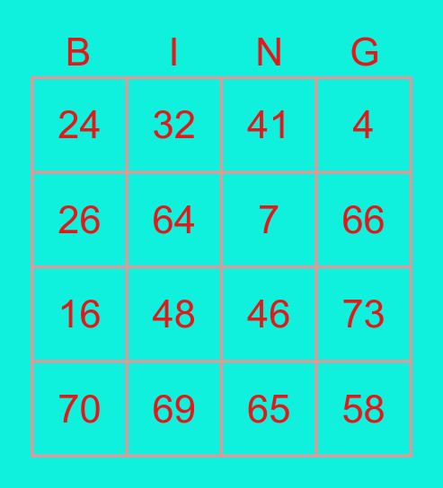 80 bolas Bingo Card
