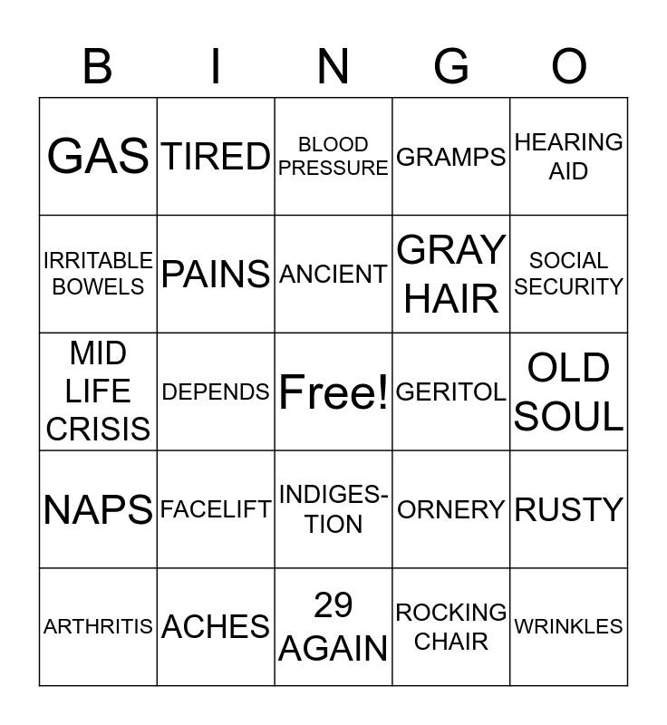 50TH BIRTHDAY BINGO Bingo Card