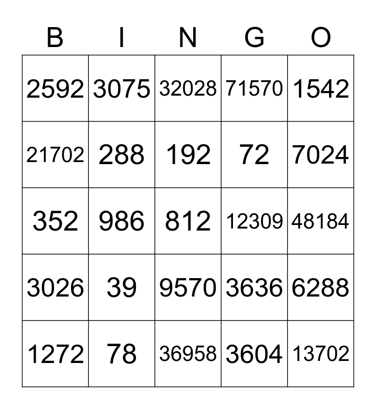 Bingo 1 (Sifir 3 & Sifir ) Bingo Card