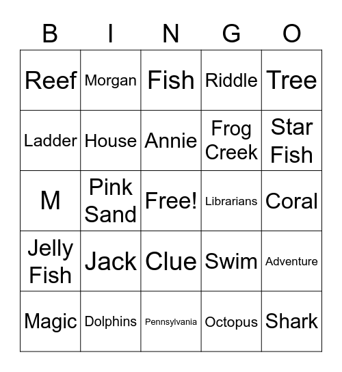 Magic Tree House / Dolphins at Daybreak Bingo Card