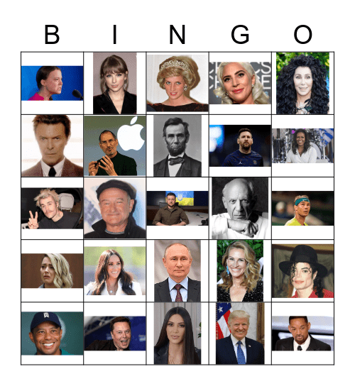 Famous Faces Bingo Card