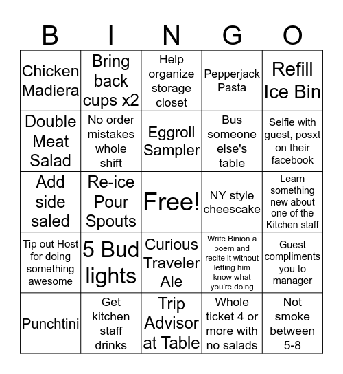 Server Bingo Card
