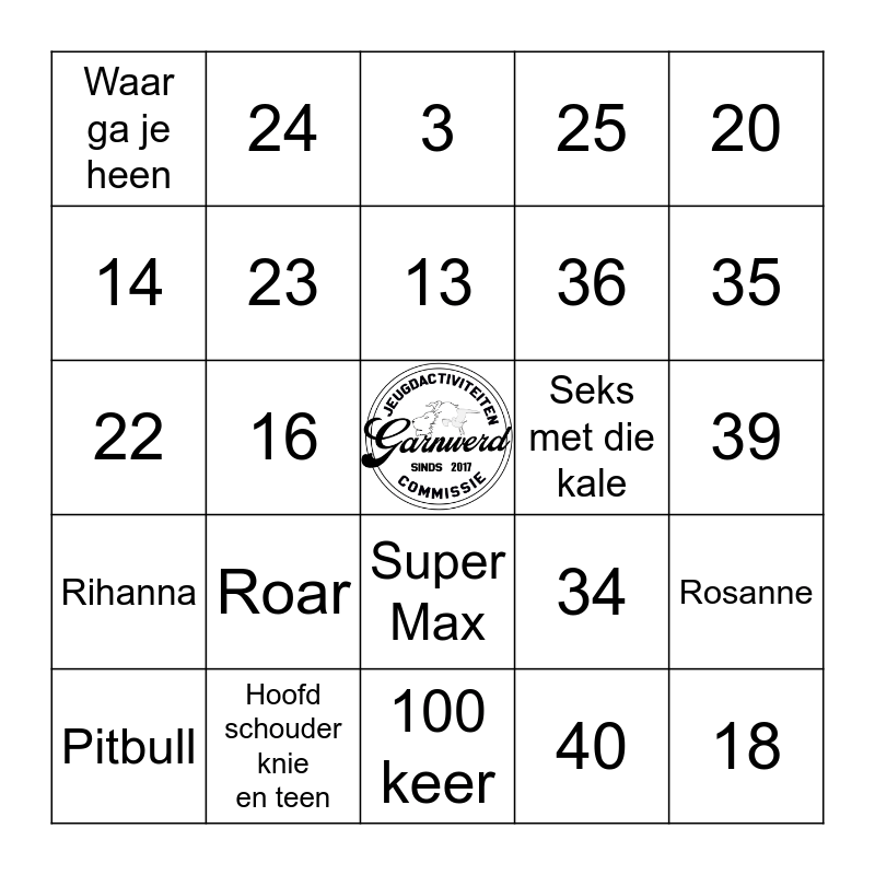 Jeugdactiviteiten Bingo Card