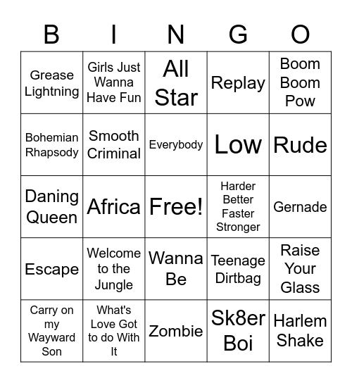 Decades Bingo Card