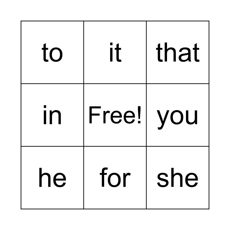Sight Words- Set 2 Bingo Card