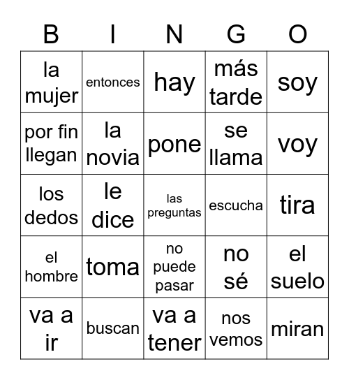 Piratas 1-3 Bingo Card