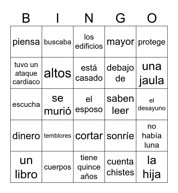 Robo en la noche 1-8 Bingo Card
