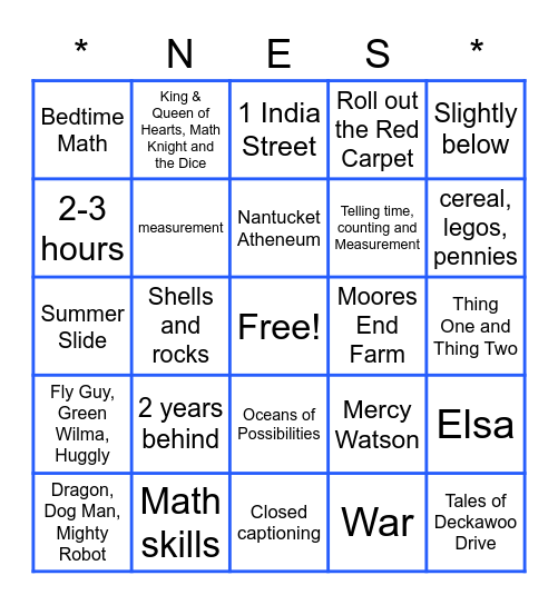 BINGO! Summer Learning Edition! Bingo Card