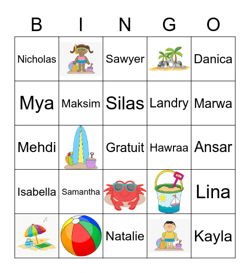 Bingo des vacances! Bingo Card