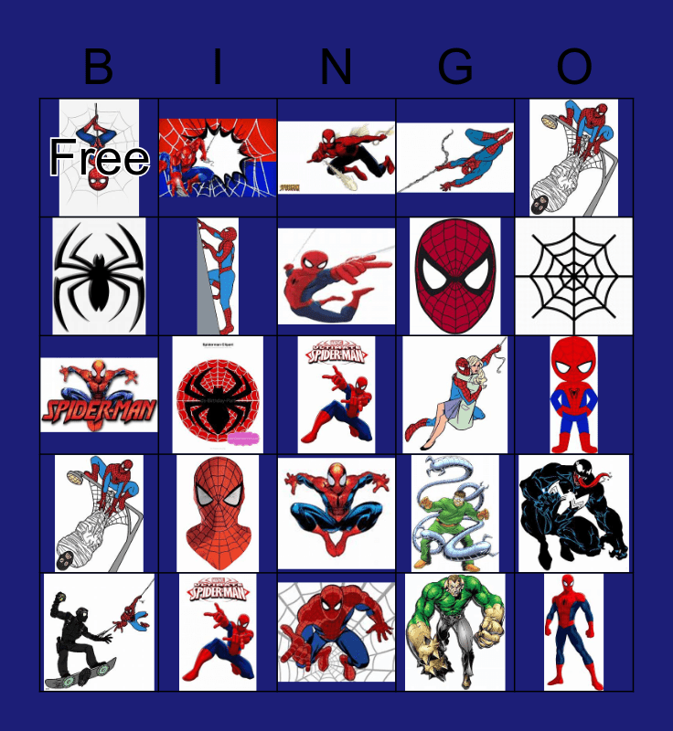 Spiderman Bingo Card