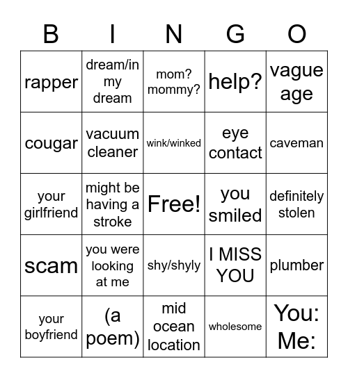 MISSED CONNECTIONS Bingo Card