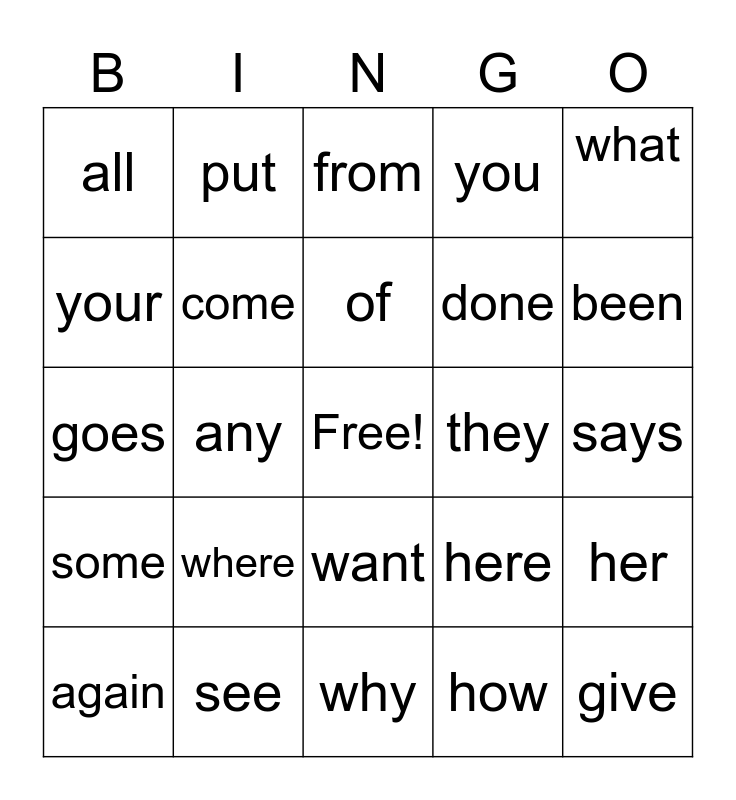 Red Word Bingo 2! Bingo Card