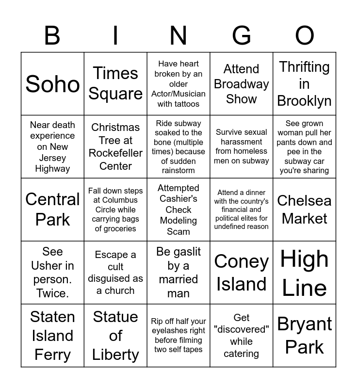 NYC Bingo Card