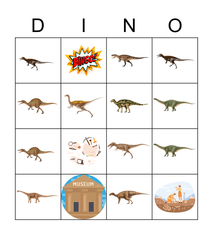 Dinosaur Bingo Card