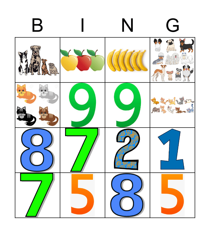 Numbers Bingo Card