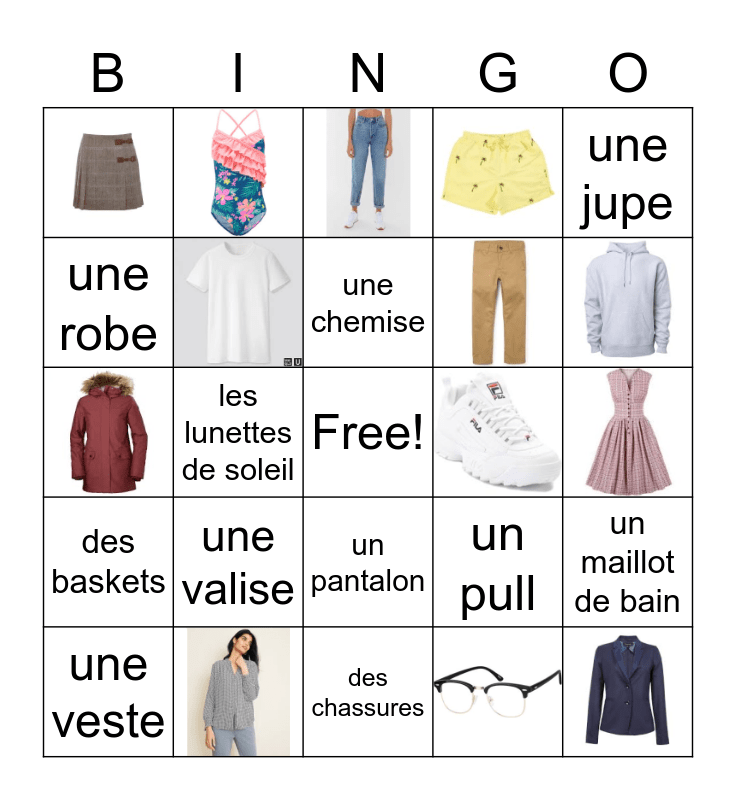 Les Vêtements Bingo Card