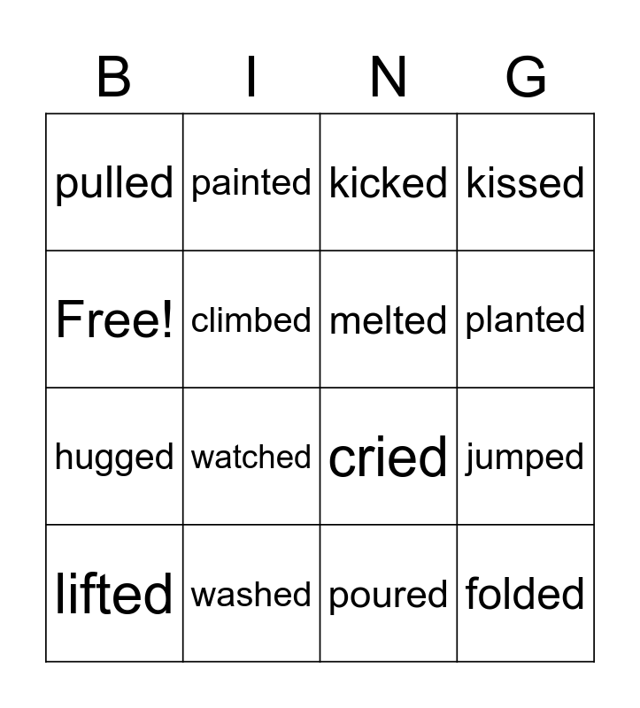 Regular -ed (/t/, /d/, /id/) Bingo Card