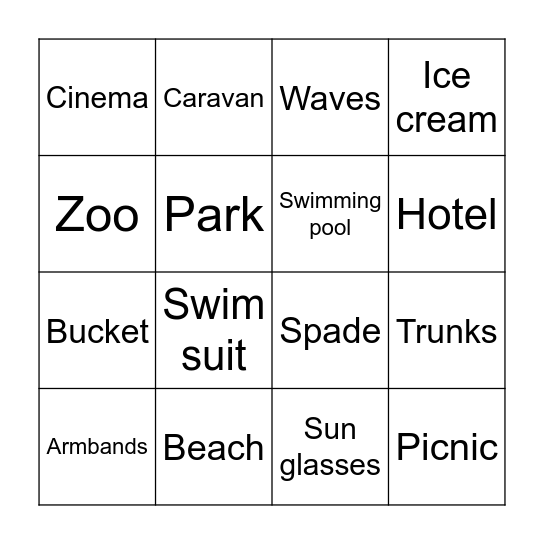 Summer Core Vocabulary Bingo Card