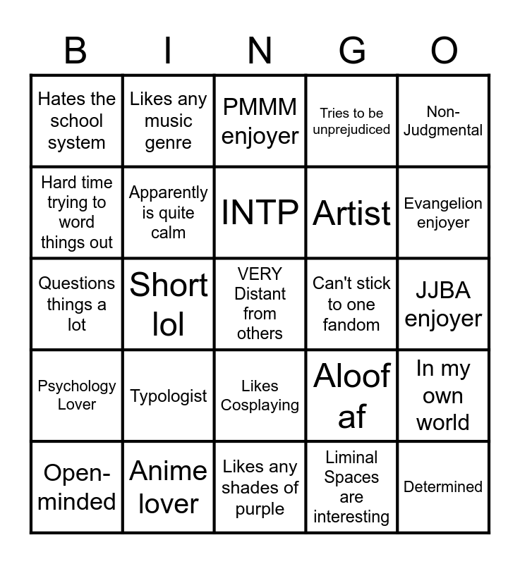 ASH Bingo Card