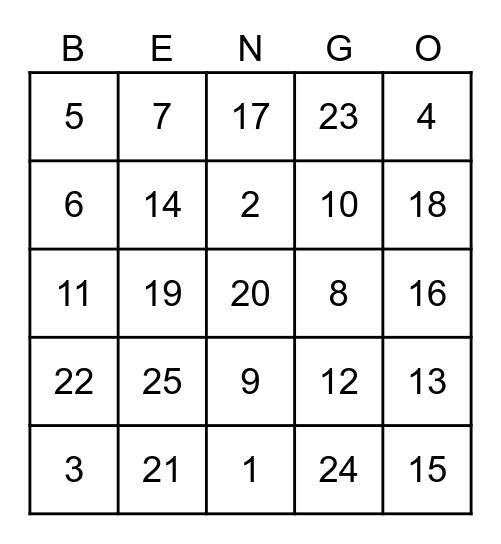 BENGO-LOTTO Bingo Card
