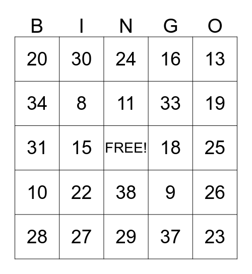Math Problems Bingo Card