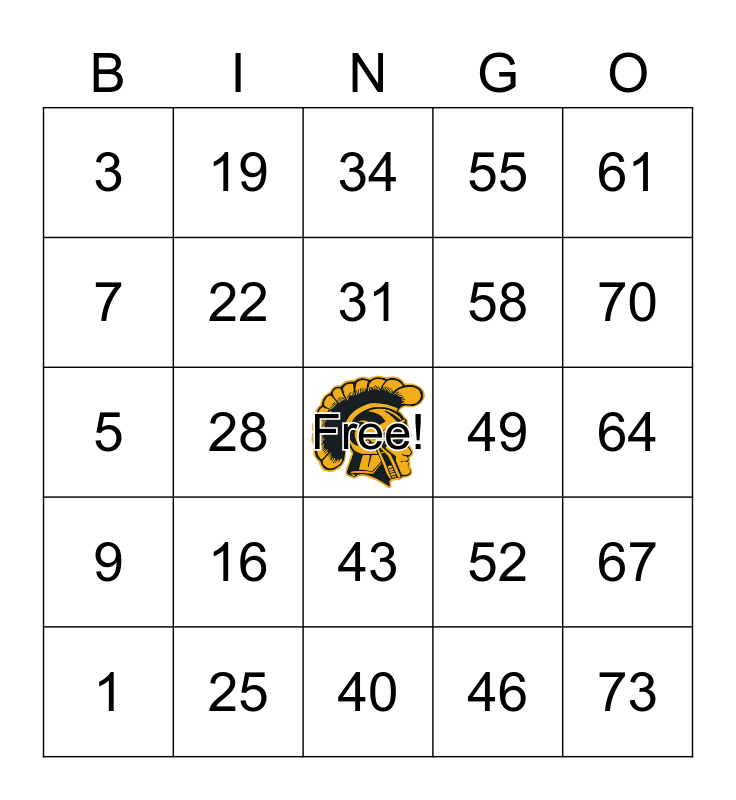 FHS Class of 73 Edition Bingo Card