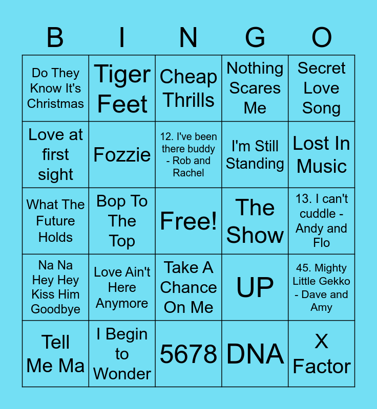 Light Blue - Zuma Bingo Card