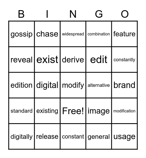 B2 L9 BINGO! Bingo Card