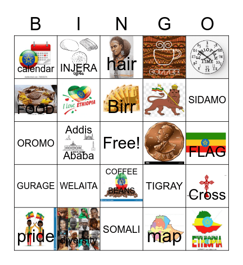 Learning about Ethiopia Bingo Card