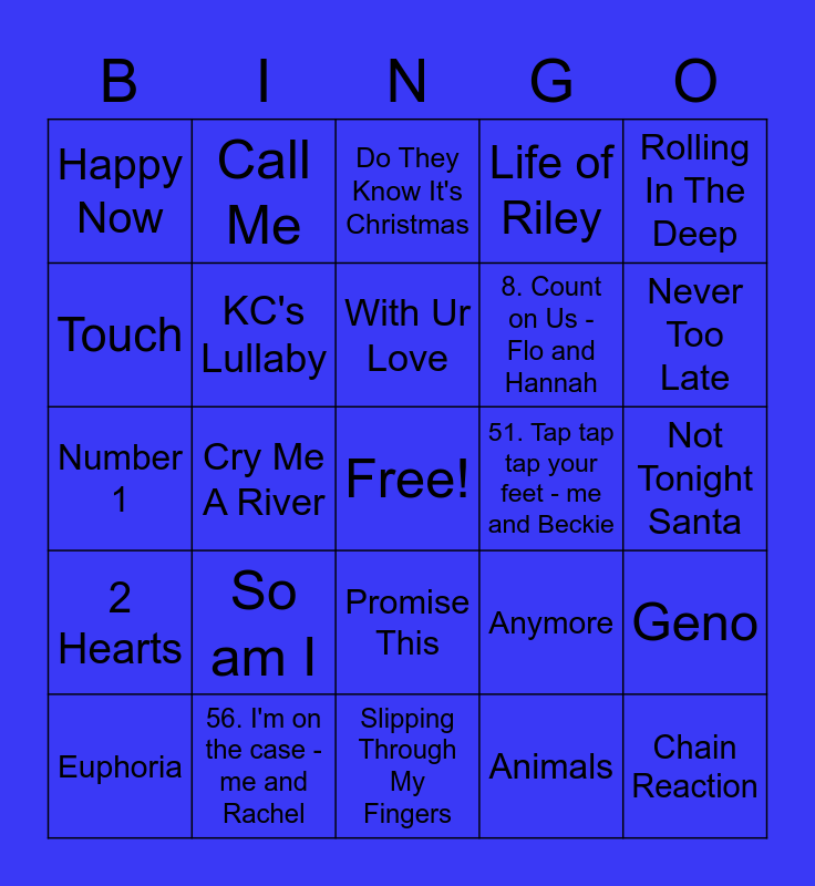 Dark Blue - Ricky Bingo Card