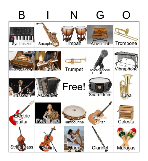 Musical Instruments Bingo Card