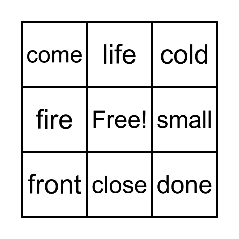 Module 2 Week 1 High Frequency Bingo Card