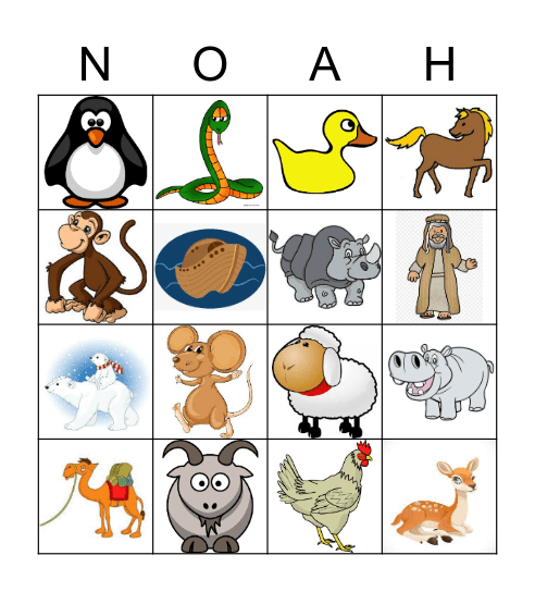 Noah's Ark Bingo Card