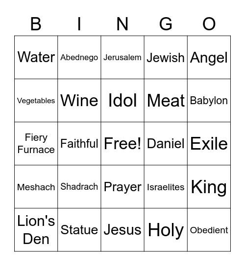 Bible Bingo (Daniel) Bingo Card