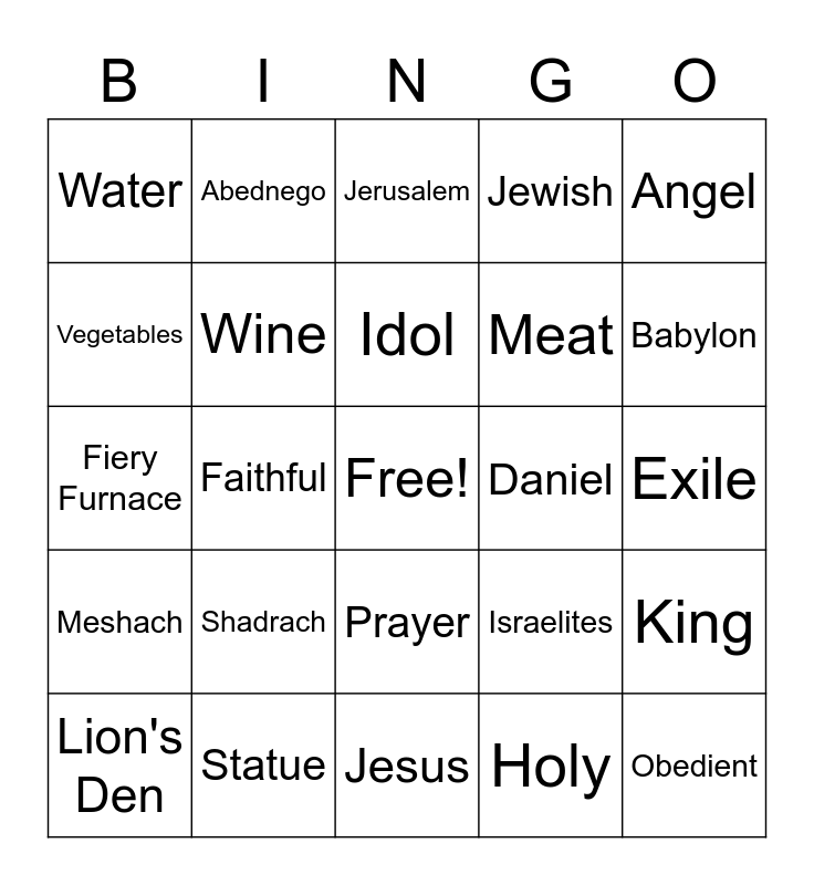 Bible Bingo (Daniel) Bingo Card