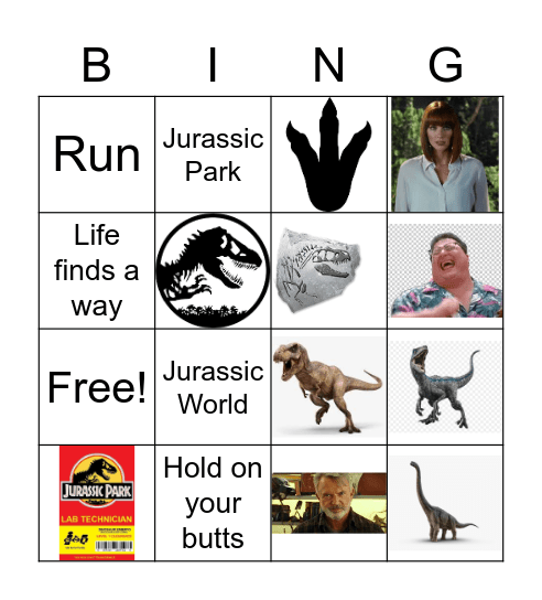 Jurassic Park Bingo Card