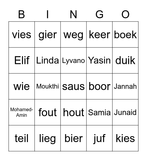 woordbingo groep 3 Bingo Card