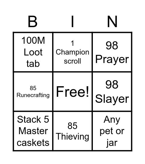 Step 1 Bingo Card