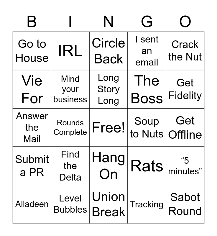 TIOG BINGO Card