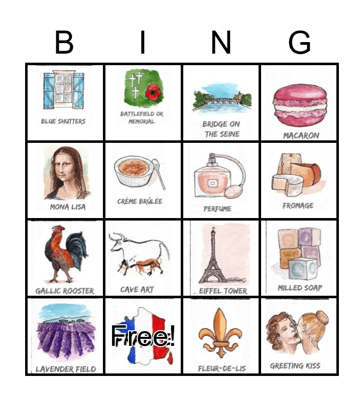 PARIS BINGO Card