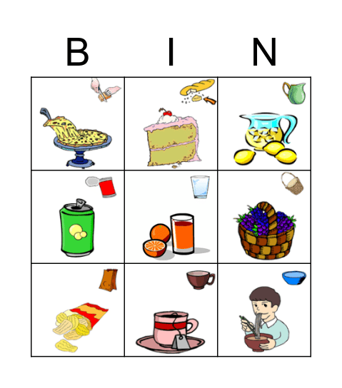 Amounts and Containers Bingo Card