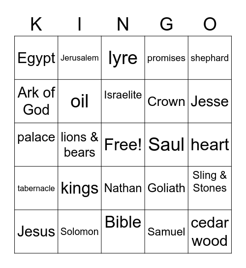 THE King of Israel Bingo Card