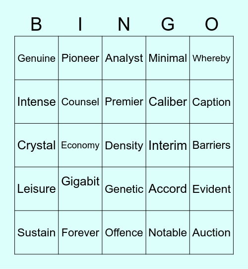 Random words :) Bingo Card
