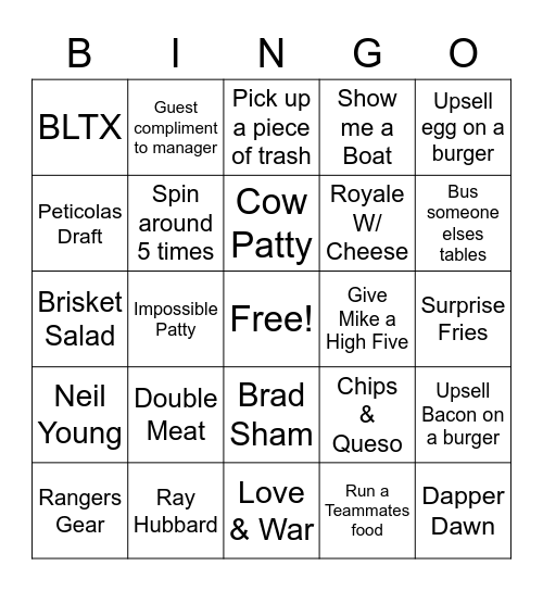 Rodeo Goat Bingo! Bingo Card