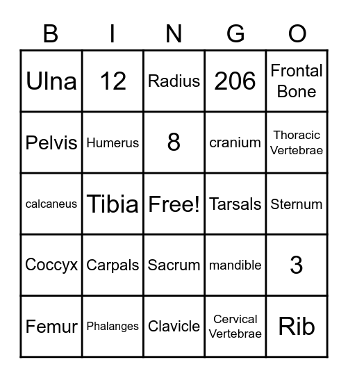 Bones Bingo Card