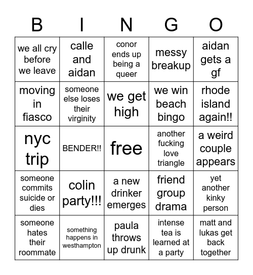july-august 2022 bingo card Bingo Card