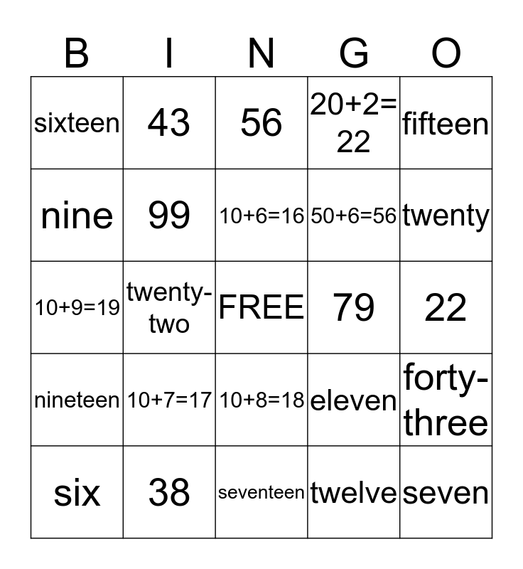 Place Value Bingo Card